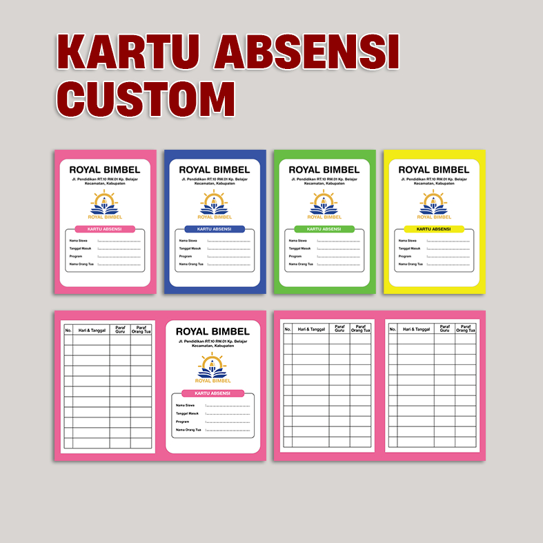 Jual Kartu Absensi Custom / Kartu Absensi Bimbel Les | Shopee Indonesia