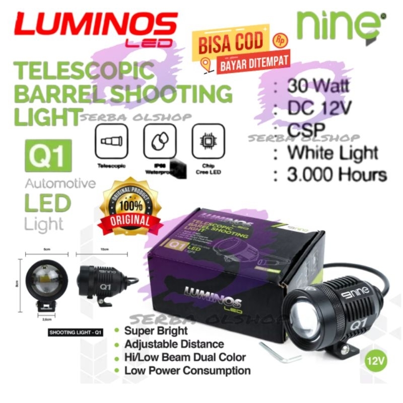 Jual NINE LAMPU SOROT Q1 LED SHOOTING LIGHT LASER POKUS UNTUK MOTOR DAN MOBIL CAHAYA BULAT DAN ...