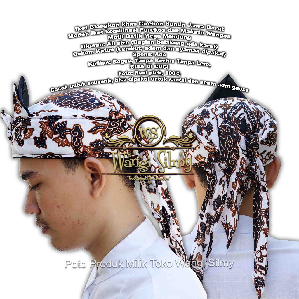 Jual Blangkon Iket Sunda Batik Cirebon Motif Panji Semirang Putih ...
