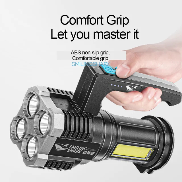 Jual Senter L-S09 Gagang LED 4 Mata 48W + 20W Lampu COB 4 Mode ...