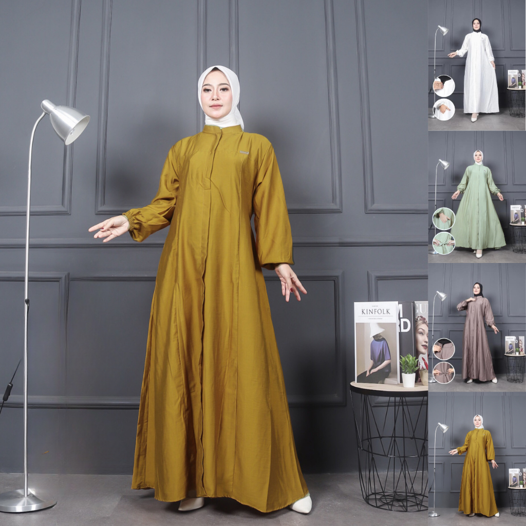 Jual Sabrina Dress Gamis Polos Wanita Simpel Elegan Polo Linen Terbaru ...