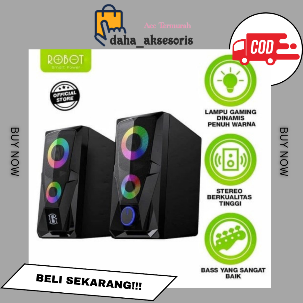 Jual Speaker ROBOT RS200 2 Channel Stereo Gaming Speaker RGB Laptop PC HP Original | Shopee ...