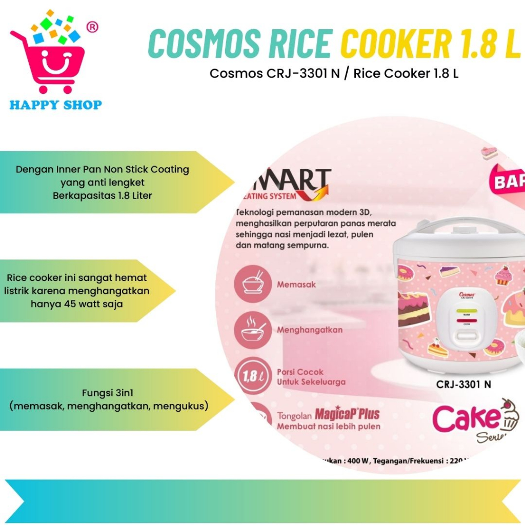 Jual Cosmos CRJ-3301 N / Rice Cooker 1.8 L | Shopee Indonesia