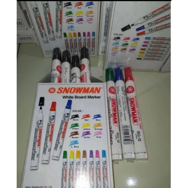Jual Spidol Whiteboard non permanen Snowman BG-12 | Shopee Indonesia