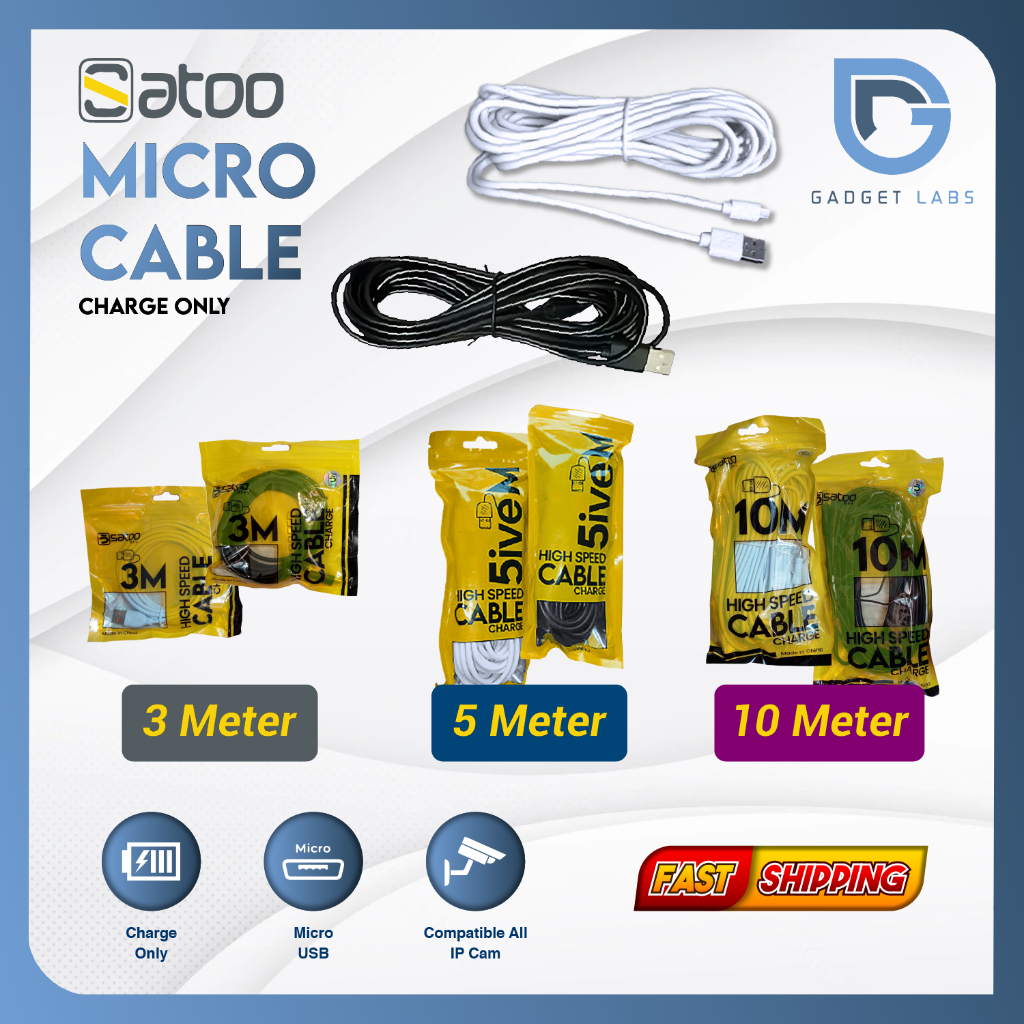 Jual Satoo Kabel Data Micro USB 5 Meter for IP Camera & All USB Devices | Shopee Indonesia