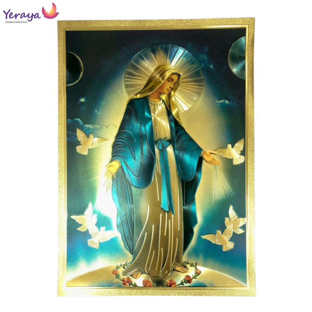 Jual Poster Dinding Gambar Yesus dan Maria Hati Kudus Berhologram ...
