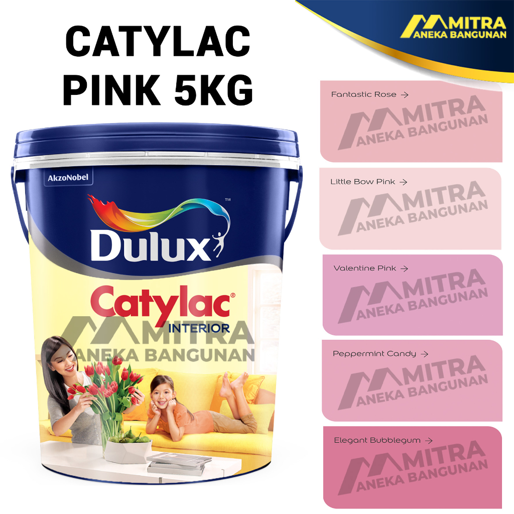 Jual CAT TEMBOK DULUX CATYLAC INTERIOR 5 KG / PINK 1 / WARNA TINTING ...