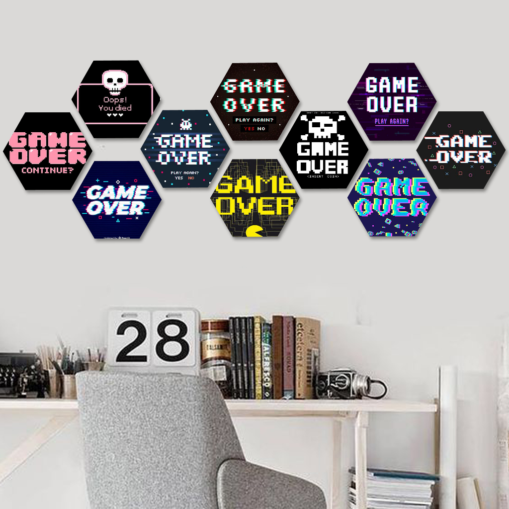 Jual HIASAN DINDING HEXAGONAL GAME OVER AESTHETIC / POSTER KAYU / WALL ...