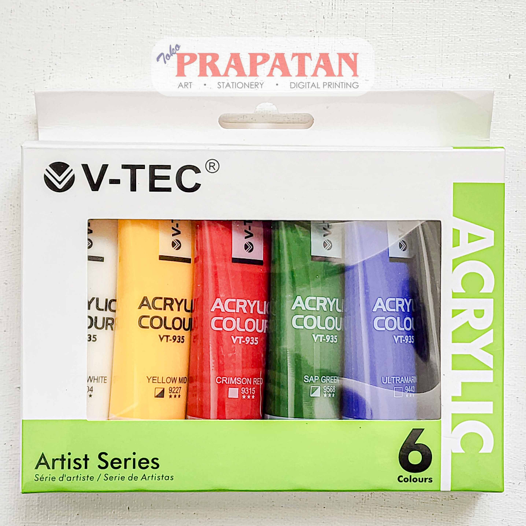 Jual Cat Akrilik Set V-TEC 6x35ml VT-635A | VTEC Acrylic Set | Shopee Indonesia