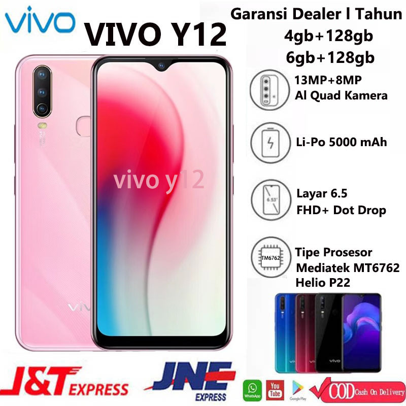 Jual VIVO Y12 RAM 4/128GB 6/128 GB 6.5 inch MediaTek MT6762 5000mAh 8MP ...