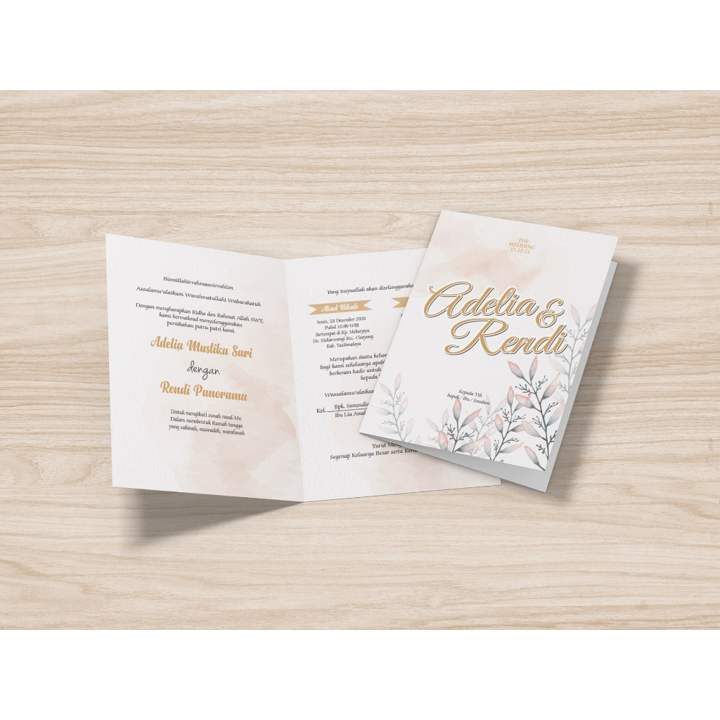 Jual UNDANGAN PERNIKAHAN TEMA WATERCOLOR MURAH | UNDANGAN LIPAT SIMPEL ...