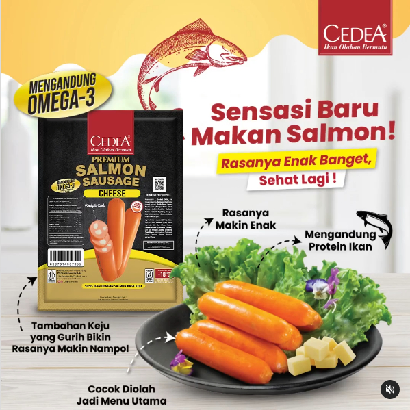 Jual CEDEA PREMIUM SALMON SAUSAGE CHEESE 390gr isi 6 pcs - SOSIS SALMON ...