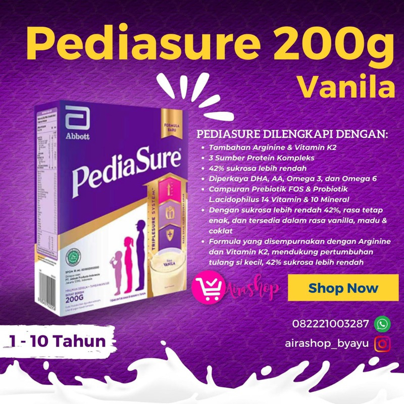 Jual SUSU PEDIASURE 200 g HARGA PROM0 | Shopee Indonesia