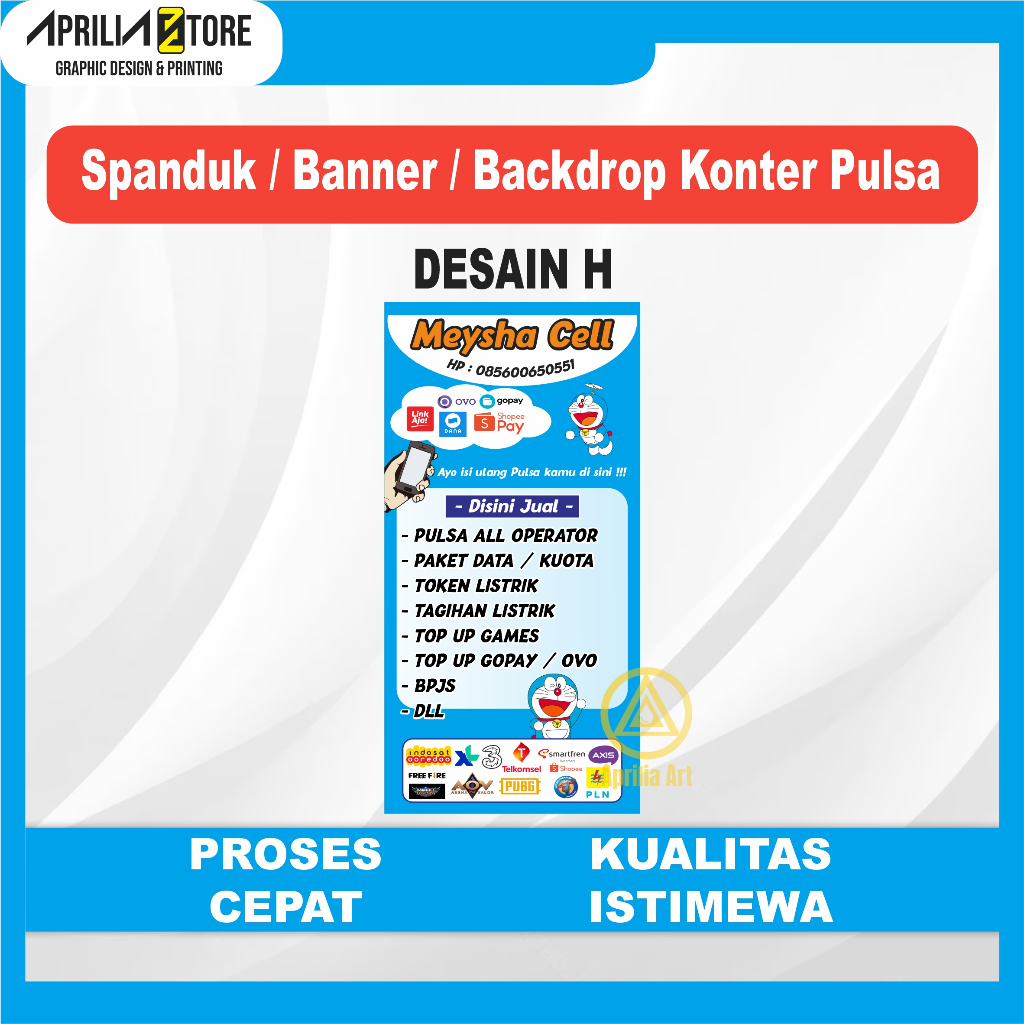 Jual [Aprilia Art ] New Desain Spanduk Banner Konter / Celluler Berbagai Ukuran | Shopee Indonesia