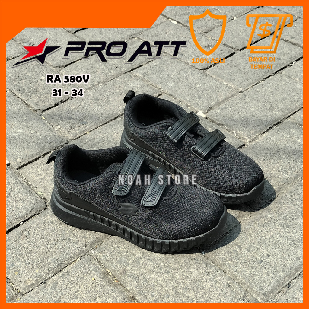 Jual NOAH - PRO ATT RA 580V 31-38 / Sepatu Anak-anak / Sepatu Sekolah Anak / Sepatu Hitam Polos ...