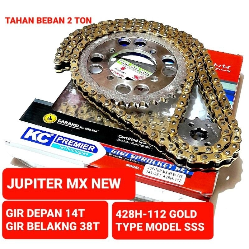 Jual GIRSET YAMAHA JUPITER MX NEW 135 cc 14T/38T/428H-112 RANTAI GOLD ...