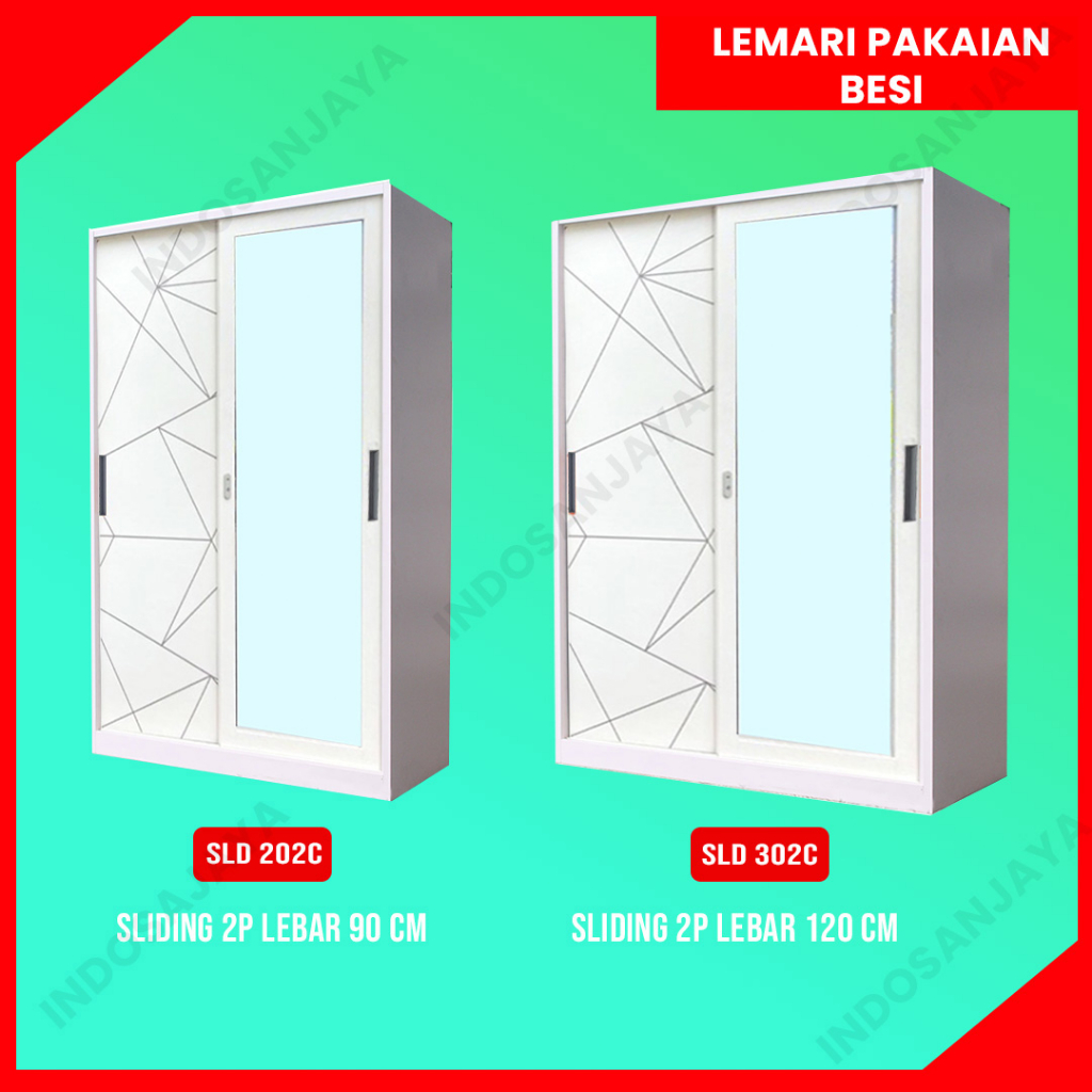 Jual Lemari Baju Besi - Lemari Pakaian Besi Sliding 202 & 302 C | Shopee Indonesia