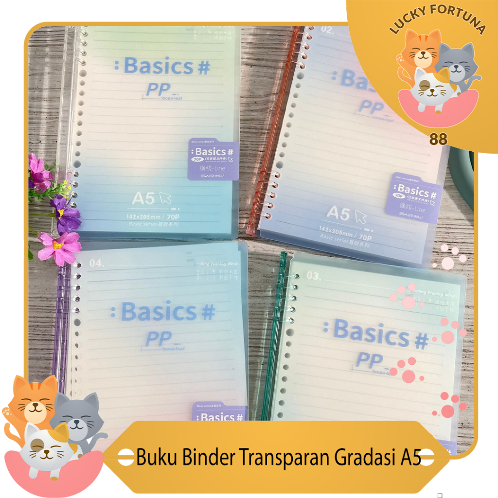 Jual Buku Binder Tasnsparan Gradasi Ukuran A5 Free isi Kertas Bergaris ...
