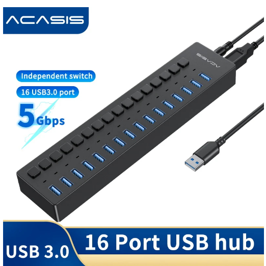 Jual USB HUB 16 Port USB 3.0 ACASIS High Speed Include Power Adaptor ...