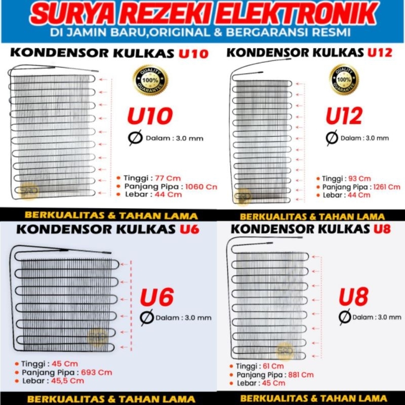 Jual Kondensor Kulkas/Showcase/Freezer-Untuk Semua Merek-CONDENSOR(U6-U8-U10-U12) | Shopee Indonesia