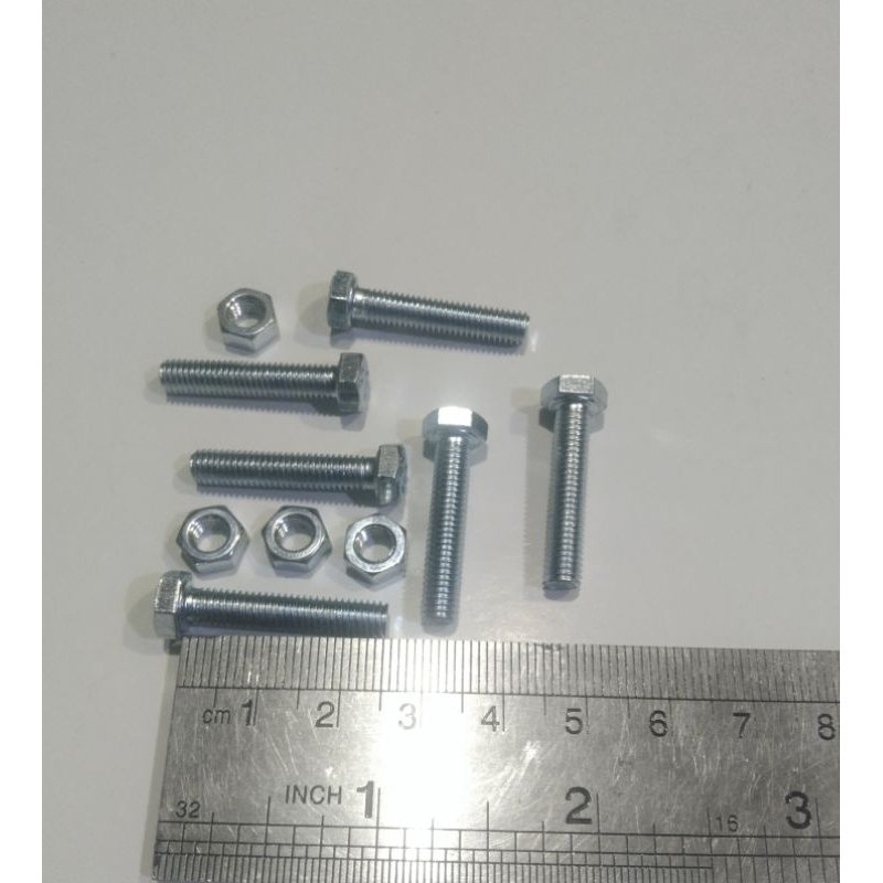 Jual Baut + mur putih BMP M5 x 25 mm galvanis kunci 8 | Shopee Indonesia