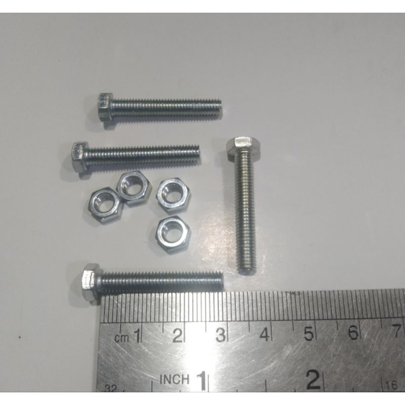 Jual Baut + mur putih BMP M5 x 30 mm galvanis kunci 8 | Shopee Indonesia