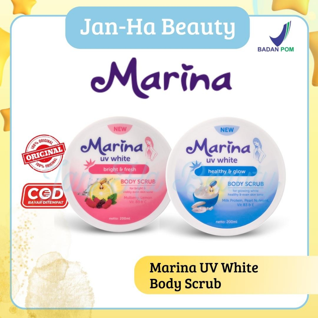 Jual Marina UV White Healthy & Glow Body Scrub | Marina UV White Bright ...