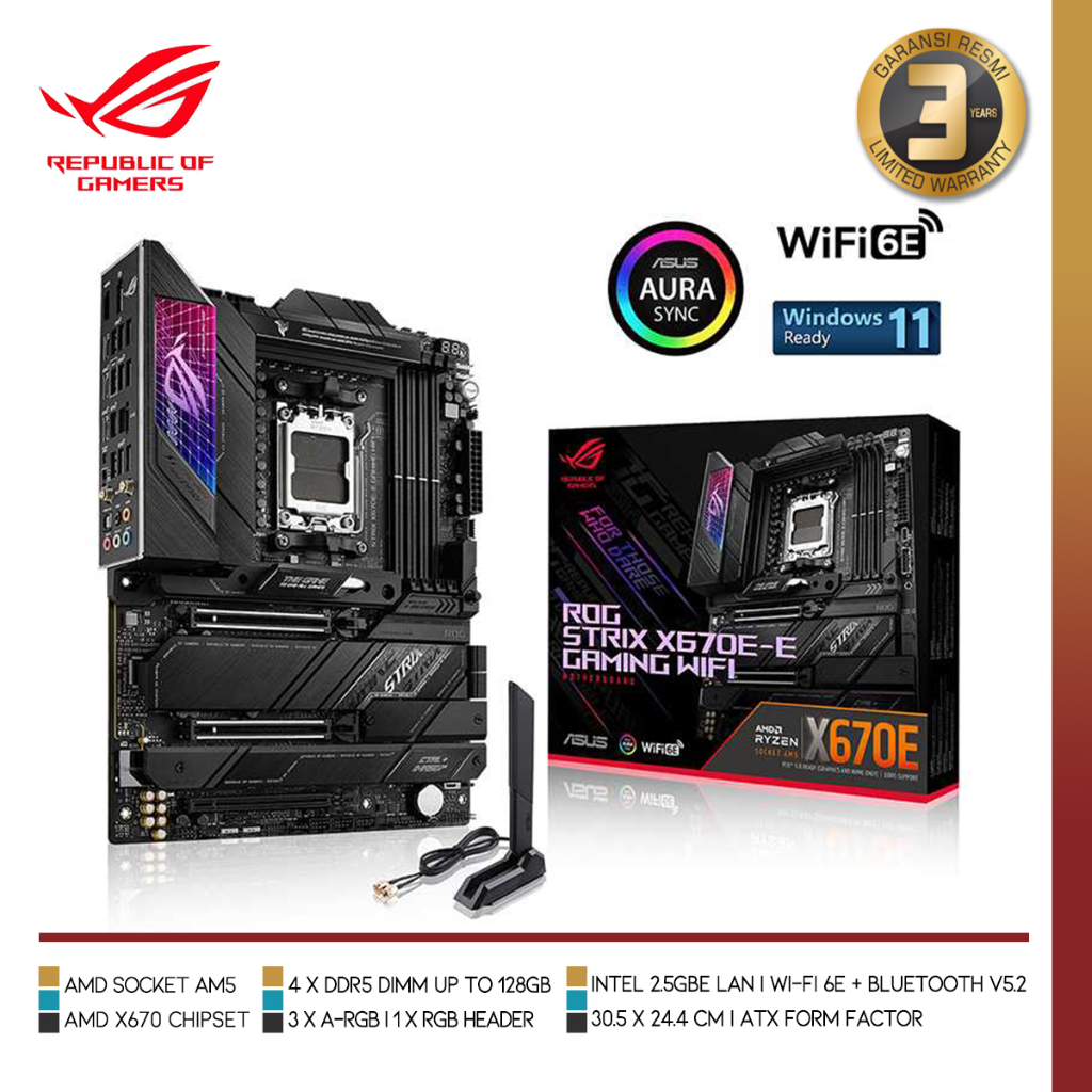Jual ASUS ROG STRIX X670E-E GAMING WIFI | Motherboard AMD X670 Ryzen ...