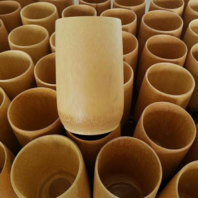 Jual 1 lusin gelas bambu,mug bambu,cangkir bambu natural hakus kuat dan ...