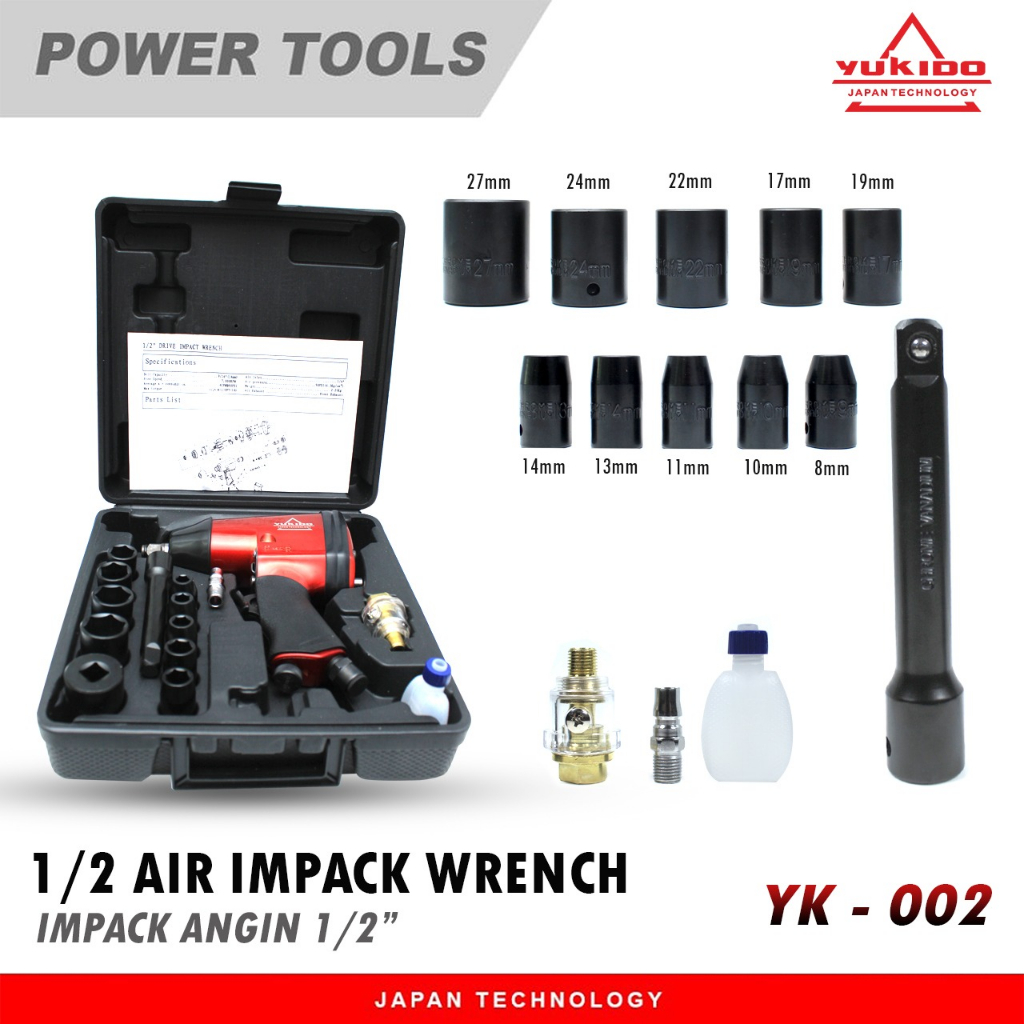 Jual COD Air Impact wrench YUKIDO alat/mesin pembuka baut AIR IMPACT 1/2" Kompresor/Compresor ...