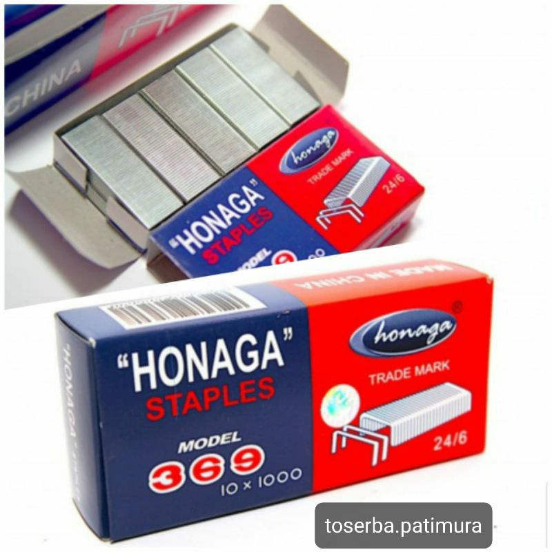 Jual Isi staples / stapler / jepretan Besar No.369 Honaga 24/6 (isi 10 ...