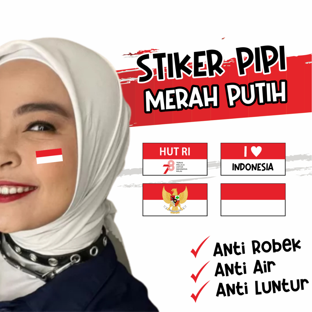 Jual READY STOK - MIN 30pcs !!! STIKER PIPI MERAH PUTIH / BENDERA ...