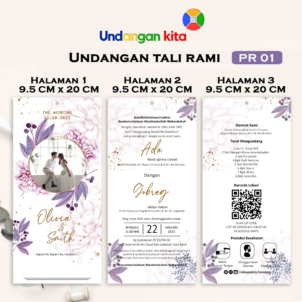 Jual Undangan Pernikahan Brief Card Tali Rami 3 Lembar Undangan Kita ...