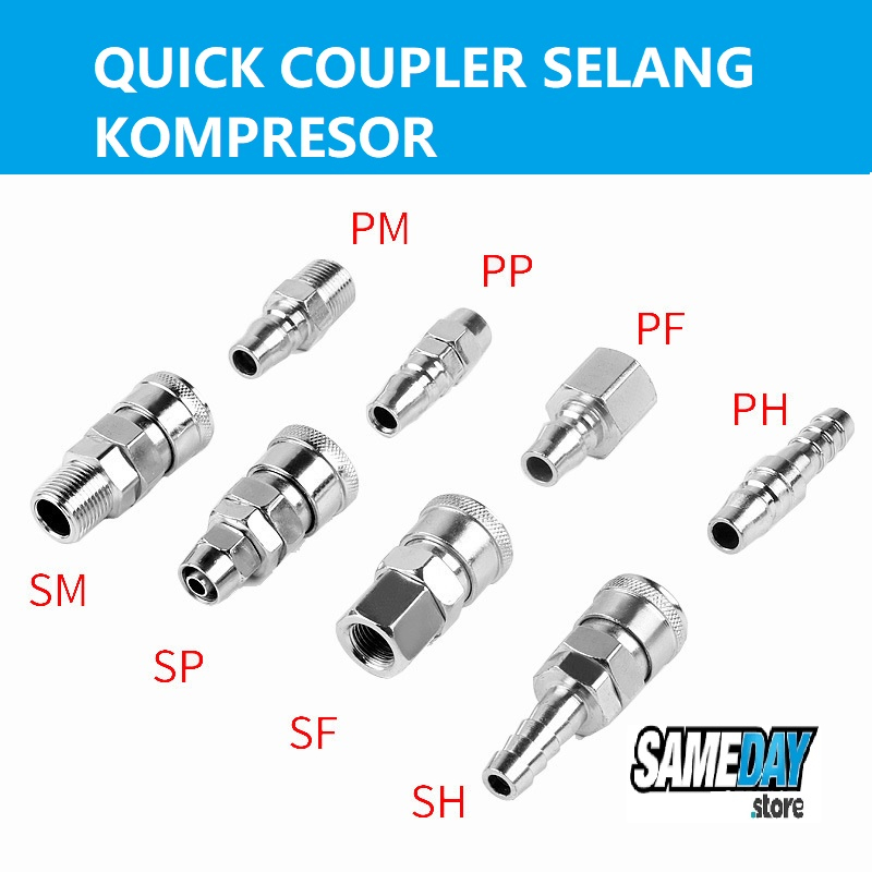 Jual Quick coupler SAMBUNGAN SELANG ANGIN Kompresor coupling PF20 SF20 SF20 PF20 SH20 PH20 SM20 ...