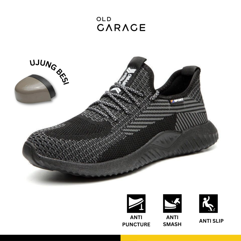 Jual Sepatu Safety Sport Safety Shoes Ujung Besi Anti Slip Hitam Abu ...