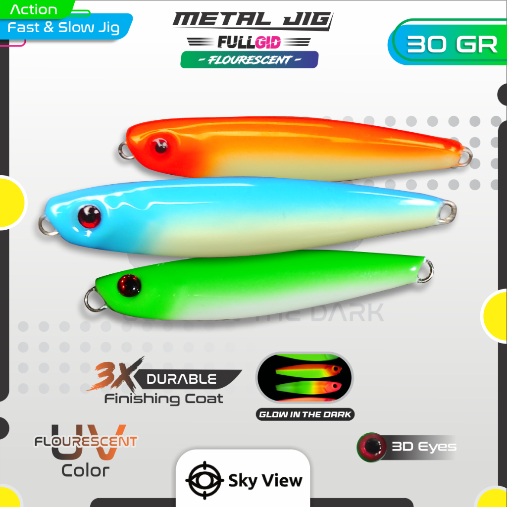 Jual Metal Jig 30 Gram Full GID Umpan Metal Jig UV Neon 30gr 30grm Micro Jig 30g 30gram 30 g 30 ...