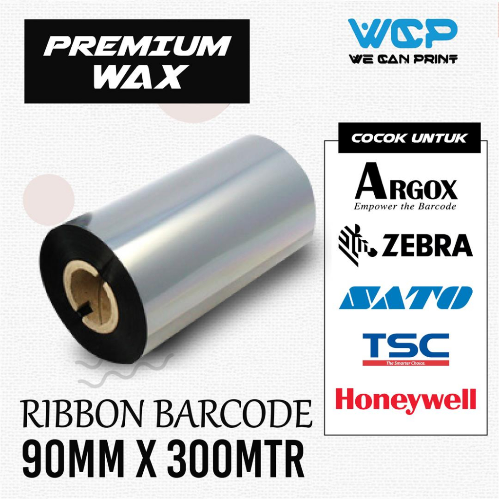 Jual Ribbon Barcode 90x300 PREMIUM WAX Ribbon Printer Barcode Zebra ...