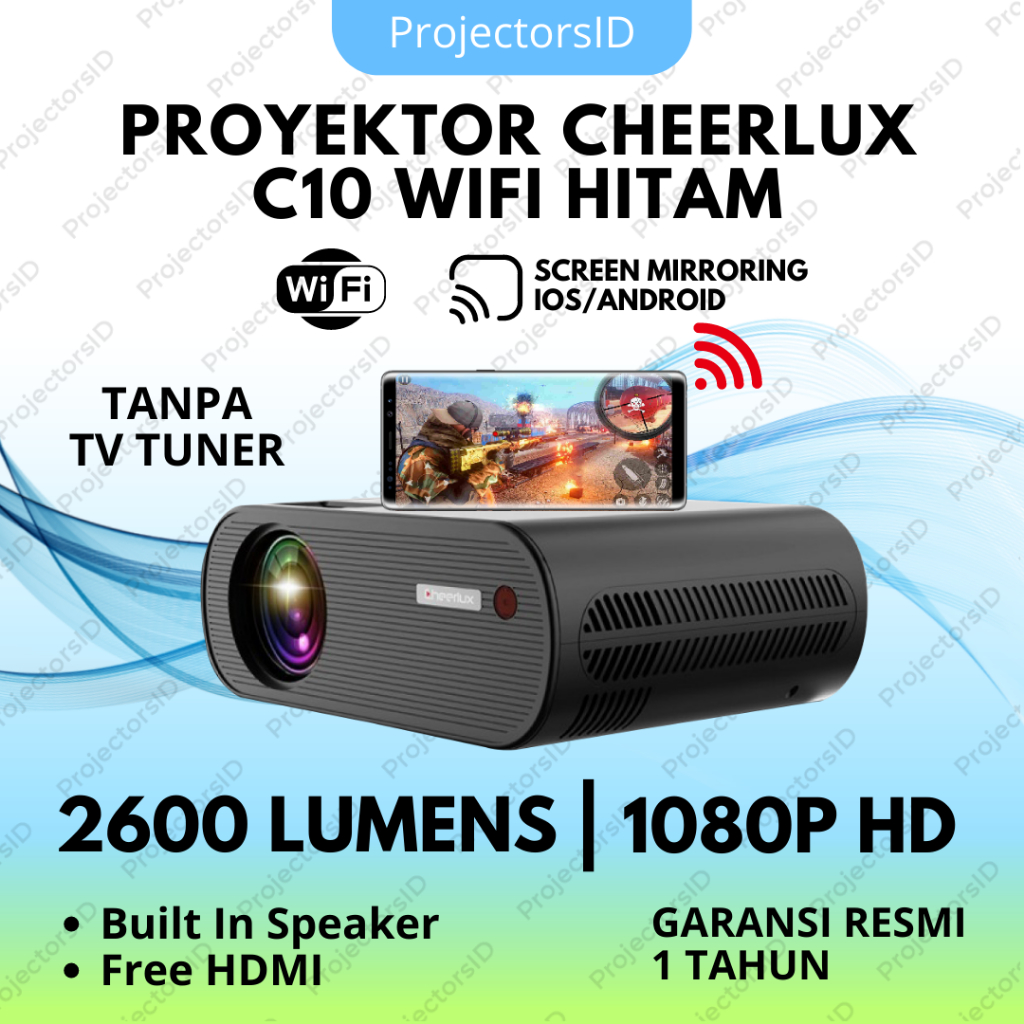Jual Cheerlux C10 Proyektor Wifi Screen Mirroring 2600 Lumens | Projector C10 Wifi dengan TV ...