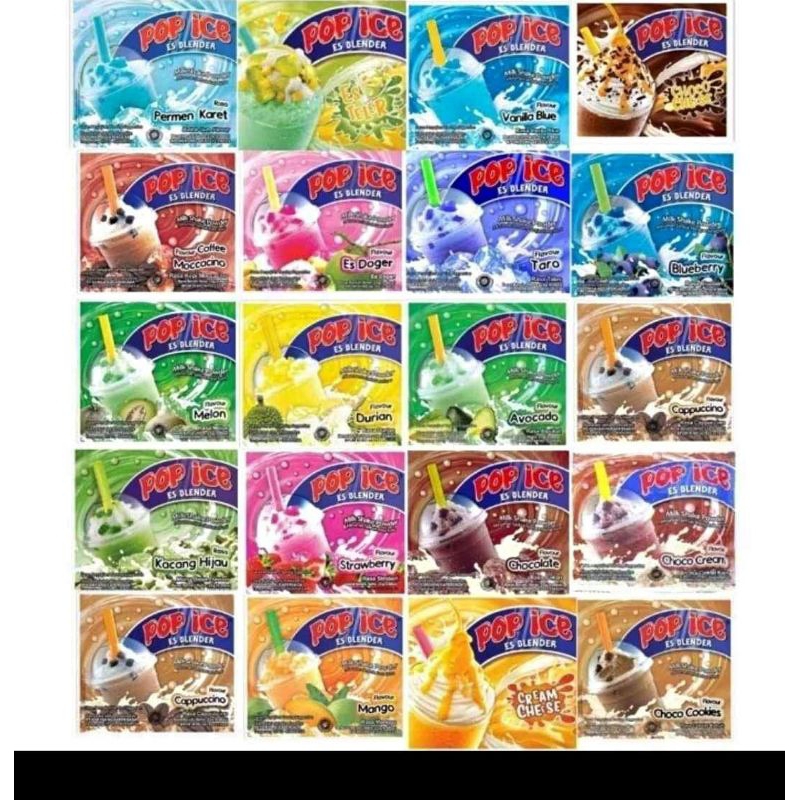 Jual POP ICE ALL VARIAN MINUMAN BUBUK 1 RENCENG ISI 10PCS | Shopee ...