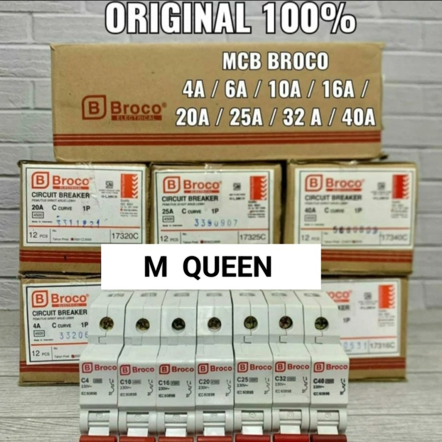 Jual MCB BROCO 4A / 6A / 10A / 16A / 20A / 25A / 32A / 40A 1 PHASE 1P | Shopee Indonesia