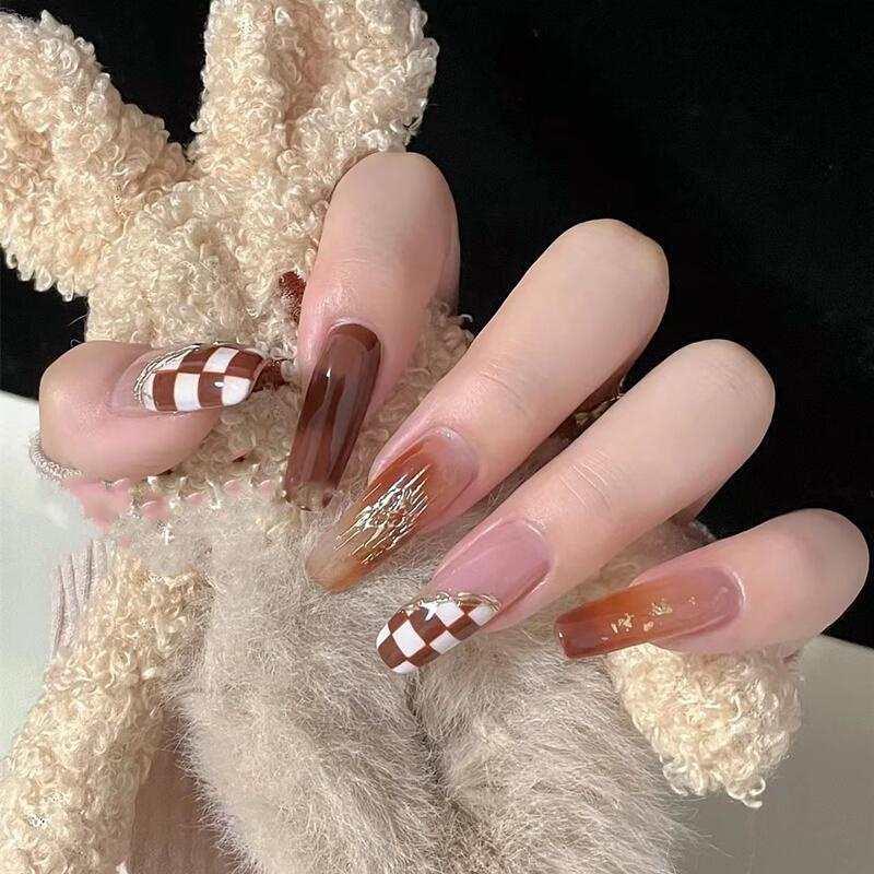 Jual Kuku Palsu Press On Nails simple ART Gold Pink / Fake Nails / Kuku ...