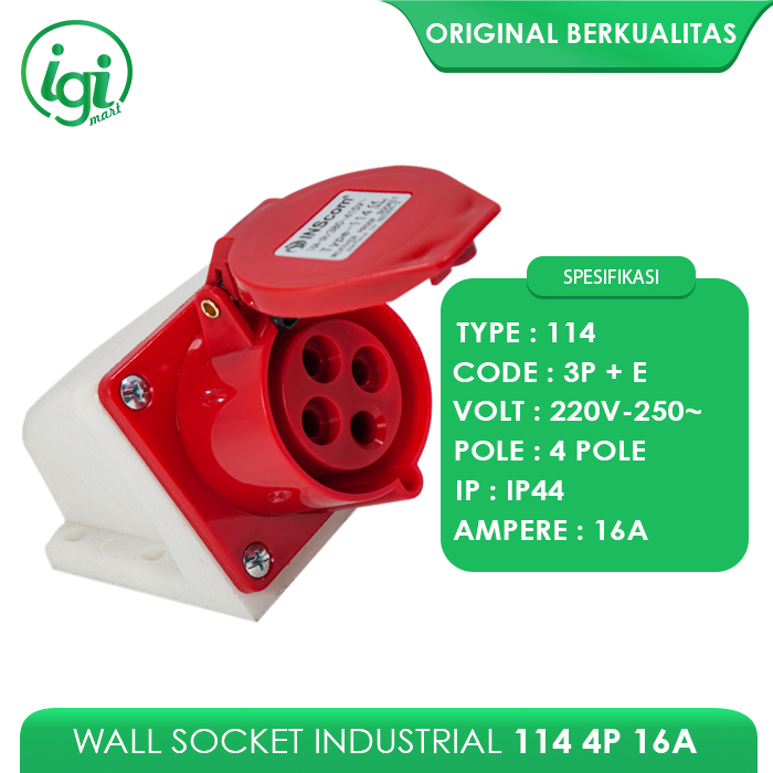 Jual SOCKET SURFACE MOUNTING 4 PIN 16A SOKET PLUG STOP KONTAK INDUSTRI 114 | Shopee Indonesia