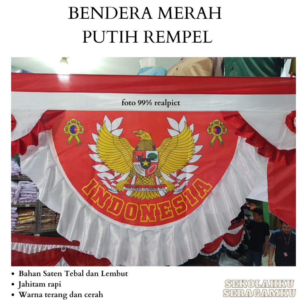 Jual BENDERA MERAH PUTIH MODEL REMPEL 5M DAN 10 M. | Shopee Indonesia
