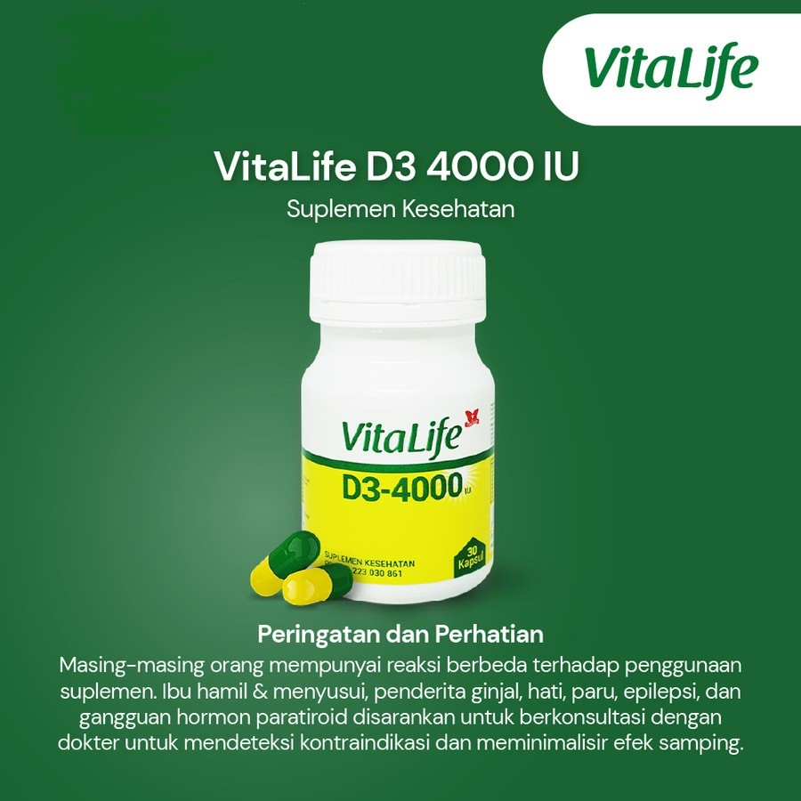 Jual Vitalife D3 4000 IU 30 Kapsul // Vitamin D3 4000 IU | Shopee Indonesia