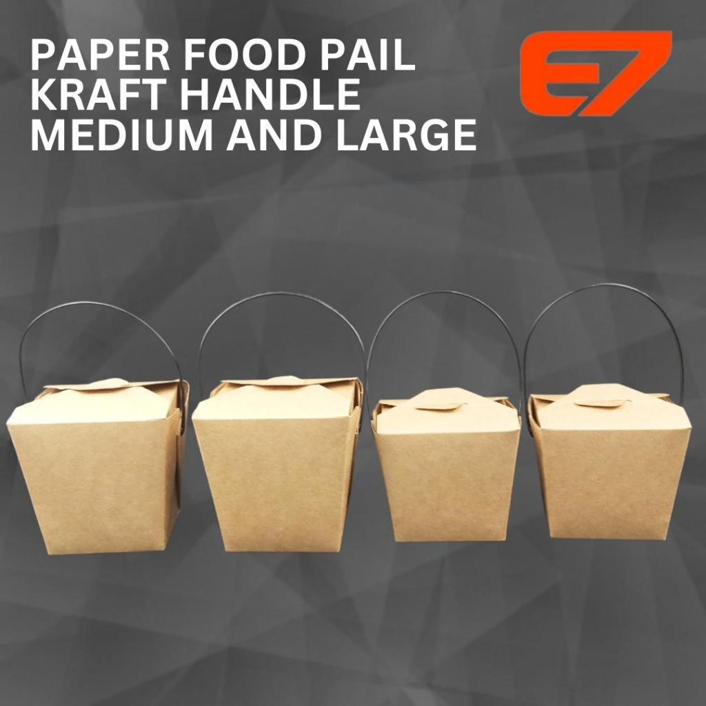Jual Paper Food Pail w Handle - Lunch Box Take away, Kotak Kertas Makan ...