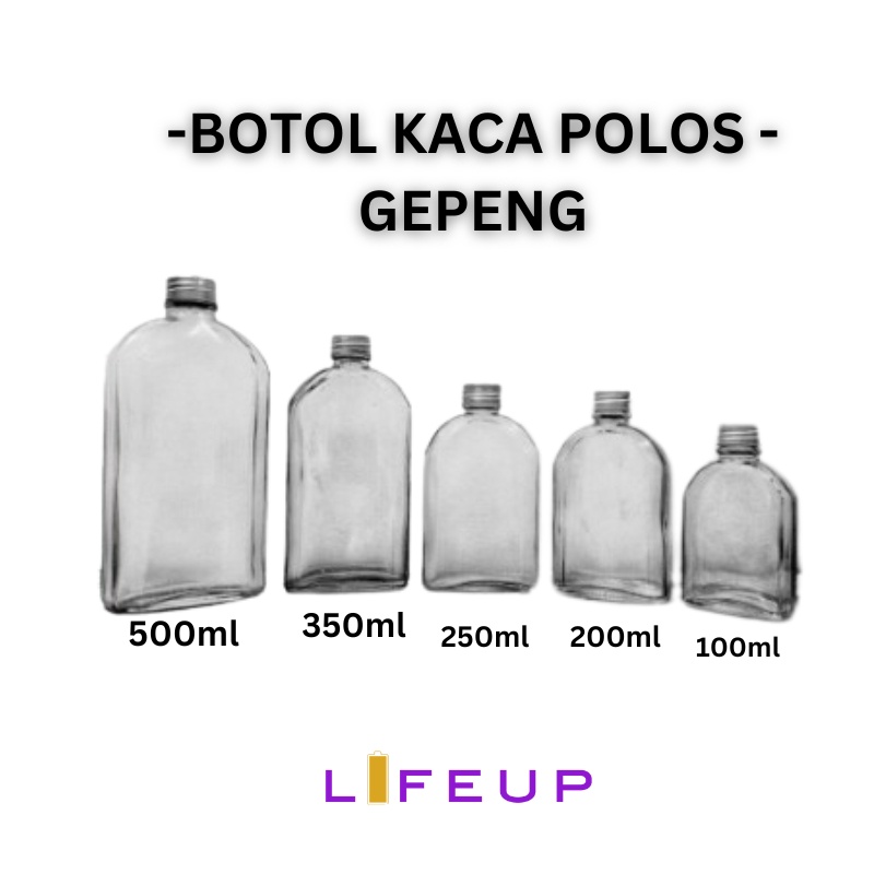 Jual BOTOL KACA POLOS - GEPENG/Glass Bottle Minuman Kopi/Susu/Juice/Teh ...