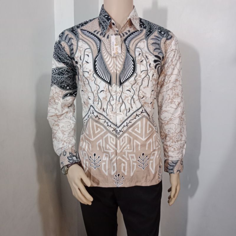 Jual kemeja batik laskar krem halus original Arta batik kode 008 batik ...