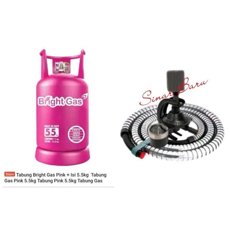 Jual Tabung Bright Gas 5.5kg + Isi + Regulator Destec + Selang Fleksibel 1.8m Tabung Gas Pink 5 ...