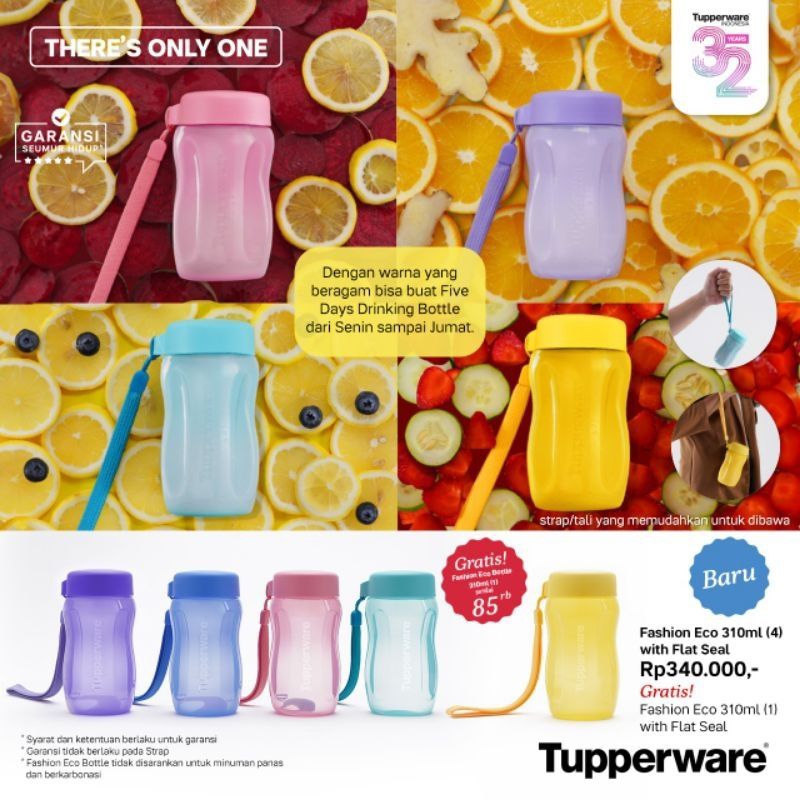 Jual eco 310ml tupperware flat head ecer | Shopee Indonesia