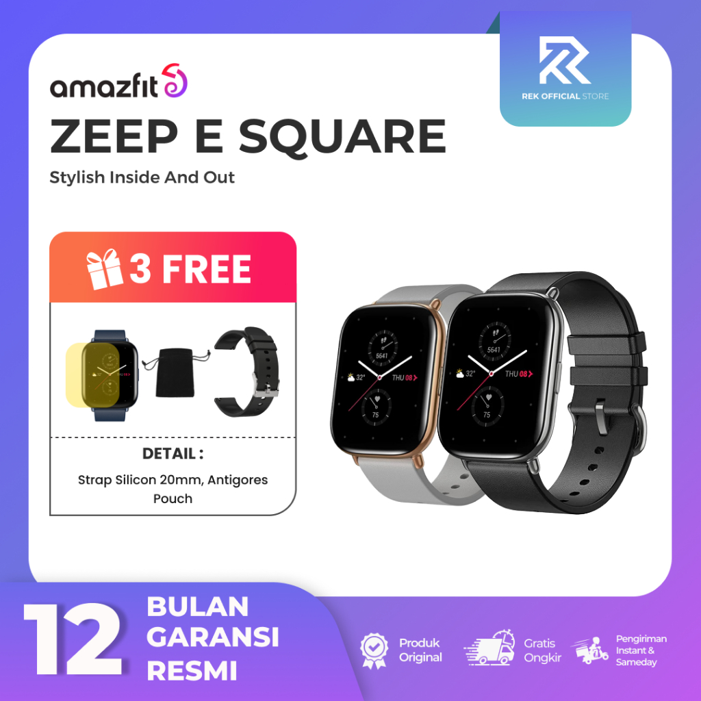 Jual Amazfit Zepp E Square Smartwatch AMOLED SpO2 Ultra Slim Watch 5ATM ...